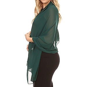 Sakkas 18225 - Jona Women Soft Sheer Chiffon Bridal Wedding Evening Scarf Shawl Wrap Stole - Green - 7029