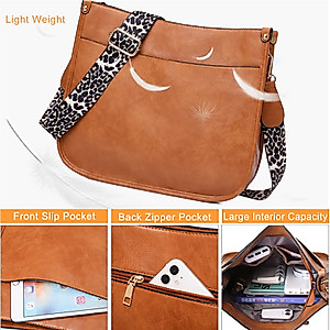 Women Shoulder Crossbody Bag Vintage Handbags Purse with Leopard Guitar Strap Medium Satchel Hobo Bag, Khaki