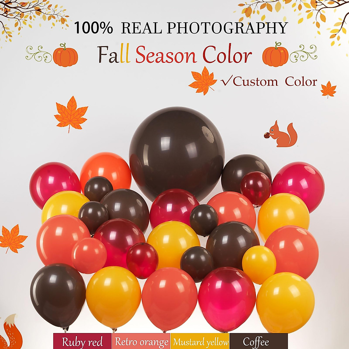 Fall thanksgiving day Garland Arch Kit 140 Pcs Retro burnt orange brown red yellow Balloon for Fall in love Bridal Shower autumn pumpkin theme Baby Shower Thanksgiving Day decorations