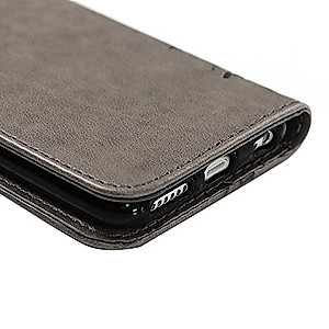Wallet Case Compatible with iPhone 6, Luxury PU Leather Butterfly Embossed Flip Case with Kickstand Card Holder, Protective Shockproof Case Wrist Strap Removable Flip Cover 4.7 inch
