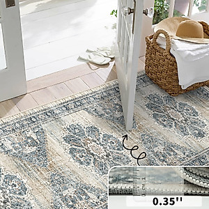 YOUFORTONG Runners for Hallways Soft Kitchen Rug Non Slip Rug Runner with Rubber Backing for Bathroom Washable Non Shedding Farmhouse Runner Rug (Blue, 2X12)