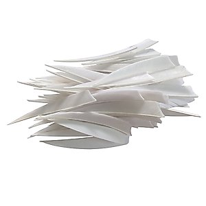 JIEXI HWYP Archery Fletches 4" Turkey Feather Fletching Shield Shape Pack of 100 (White, Right Wing)
