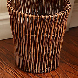 DYNN Trash can Wicker Woven Trash Can Retro Garbage Can Creative Garbage Bin Suitable for Bedroom Kitchen and Bathroom-with Liner Home/Commercial Use (Color : A)