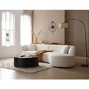 SSC SATISUNCASA 127'' Modern Sectional Curved Couches for Living Room,Minimalist Boucle Modular Sofa, Comfy Upholstered Sofas for Apartment, Home Office (White Boucle, 127" W)