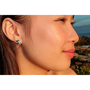 Sterling Silver Synthetic Blue Opal Lizard Stud Earrings