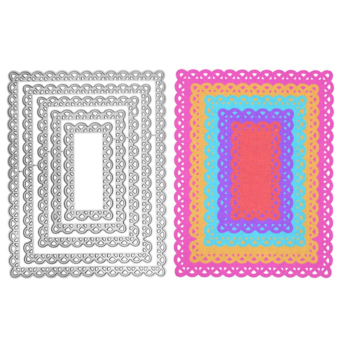 3 Sets Cuttting Dies for Card Making, FineGood Geometry Metal DIY Cutting Die Frames Die-cuts Stencils for Scrapbooking Album Decoration