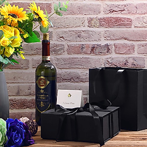 Gift Box 8 x 7 x 3 Inch,Valentines Day Present Box with Lid Paper Bridesmaids Proposal Box with Present Bag Card Ribbon Paper Filler,Gift Boxes for Presents,Wedding Birthdays Gift Packging (Black)