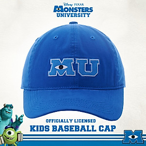 Disney Pixar Monsters Inc Monsters University Baseball Cap, Adjustable Hook and Loop Baseball Hat, Navy Blue