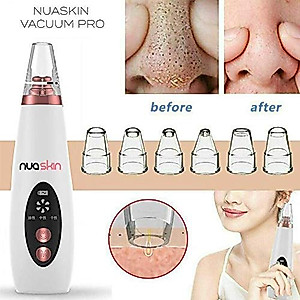 Blackhead Remover Pore Vacuum & Pore Cleaner - Nuaskin Upgraded Pimple & Acne Removal Tool for Blackhead & Whitehead Acne - Face Pore Vacuum with 6 Suction Heads, Adjustable Suction, USB Rechargeable