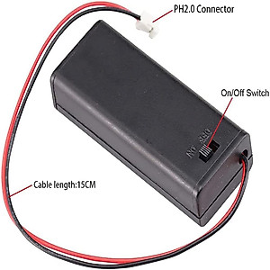 AIMPGSTL AAA 3V 2 x AAA Battery Holder Case Cover Shell with ON/Off Switch PH2.0-2Pin Connector for Arduino Raspberry Pi Micro:Bit DIY Project Plastic Storage Boxes