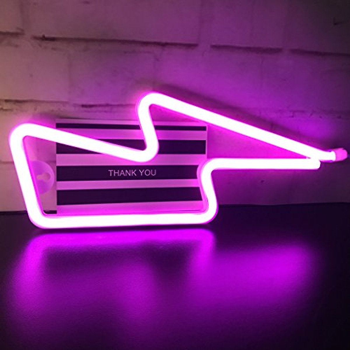 QiaoFei LED Neon Lightning Sign Shaped Decor Light,Wall Decor for Chistmas,Birthday Party,Kids Room, Living Room, Wedding Party Decor (Pink)