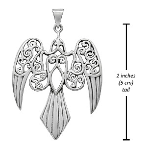 Dryad Design Large Morrigan Raven Pendant - Sterling Silver Celtic Goddess Wiccan Gift Pagan Jewelry