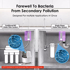 Waterdrop 17UB-UF 0.01 μm Ultra Filtration Under Sink Water Filter System and LED UV͎ Ultrąviolët Water Sterilizër Filter for Kitchen, Mercury-Free, FCC Certified, Stainless Steel, 50 Years Life Time