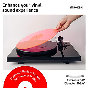 Acrylic Turntable Mat - 11.75" RedLit Vinyl Record Acrylic Mat - Precision Machined Acrylic Turntable Platter Mat with Record Label Recess - See-Through Record Mat for Standard 12" Turntable Platters