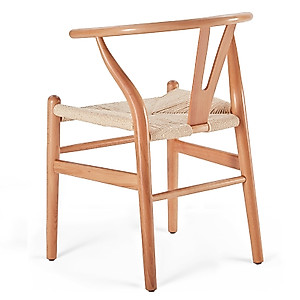 STARY Wood Wishbone Dining Room Chairs Mid Century Modern Wooden for Your Beach House, Fully Assembled, Nature - Set of 2