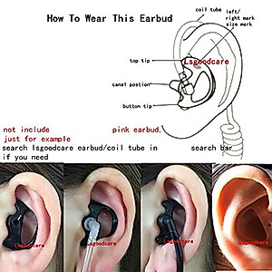 Replacement Acoustic Tube with Earbud Compatible for Motorola Kenwood Midland Two Way Radio- Lsgoodcare Replacement Coil Tube Black +2 Way Radio Open Ear Insert Earmold Ear Bud Ear Piece Medium Black