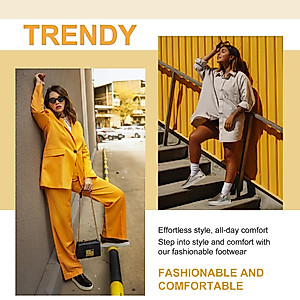 Jeossy Women's 8010 Fashion Sneakers,Beige Casual Slip On Sneakers,Arch Support Walking Shoes for Women Size 8(DJY8010 Beige 08)