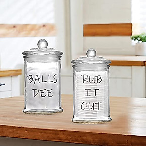 6PCS Glass Qtip Holder Bathroom Set- 4 Pack 10 oz Damp-proof Apothecary Jars Canisters with Bamboo Lids Clear Farmhouse Qtip Holder Dispenser for Cotton Swabs, Pads, Balls, Floss, Vanity Makeup Organizer