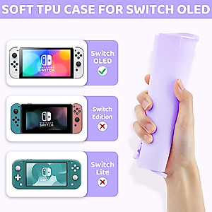 GLDRAM Purple Sakura Carrying Case for Nintendo Switch OLED Console & J-Con, 9 in 1 Accessories Bundle for Girls with Portable PU Travel Case & Silicon Switch OLED Protective Skin Cover