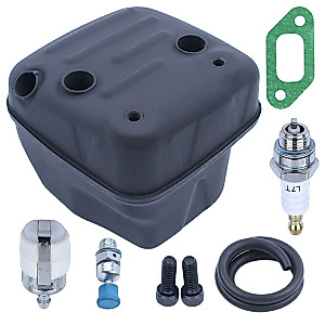 Adefol Chainsaw Exhaust Muffler and Gasket 8pcs Kit for Husqvarna 357 359 357XP with Muffler Bolt, Spark Plug, Decompression Valve, Fuel Filter, Fuel Line Replacement Parts for 503917601 Accessories