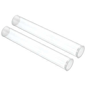 PATIKIL 11.8"L x 1.7"Dia Clear Storage Tubes, 2Pcs PC Plastic Transparent Hollow Round Rigid Tube with Cap for Beads Bath Salt Container Wedding Party Favors