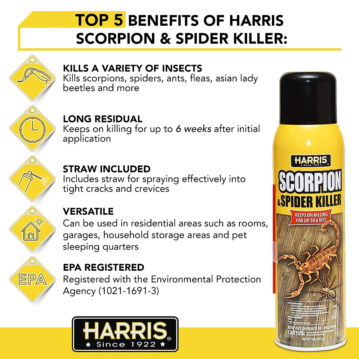 HARRIS Scorpion and Spider Killer, 16oz Aerosol with 6 Week Residual Kill