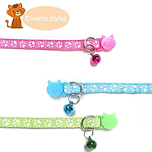 Kitys Fatch Detachable Cat Collars with Bells, Set of 6, Super Soft Nylon pet Collar with Name Tag，Adjustable，Cat Collars for Girls Cats or Boys Cats