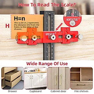 Enhanced Model Cabinet Hardware Jig,Adjustable Cabinet Handle Template Tool for Knobs,Handles and Pulls,Drawer Hardware Jig for Drawer Cabinet Installation,High Precise Woodworking Drill Guide