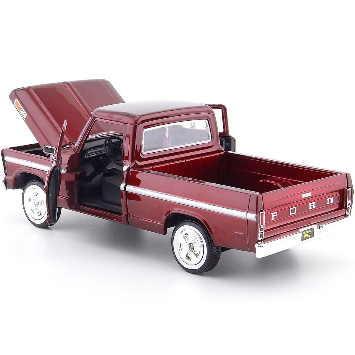 1969 Ford F-100 Pickup Truck Burgundy 1/24 by Motormax 79315 by Motormax