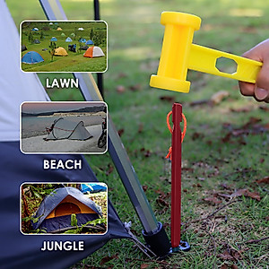 Grassman 16 Pack Tent Stakes, 7075 Aluminium Tent pegs, Heavy Duty Lightweight Ground Pegs, Durable and Safe Metal Camping Spikes, Red