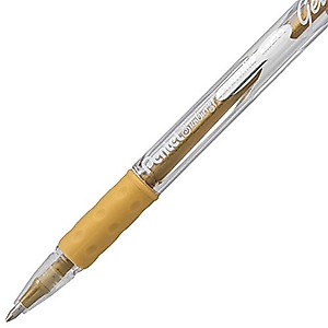 Pentel Sunburst Metallic Gel Pen, Medium Tip, Gold/Transparent Barrel, Gold Ink, Box of 12 (K908-X)