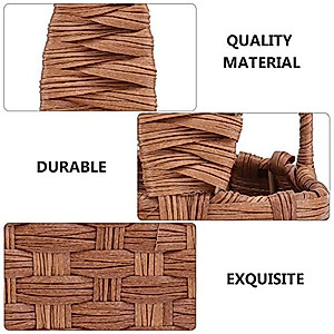 Cabilock Woven Basket Wicker Rattan Storage Basket Box Picnic Basket Laundry Basket with Bunny Ears (Light Brown)