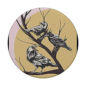 Raven Crow Aesthetic Bird Flock Retro PopSockets Swappable PopGrip