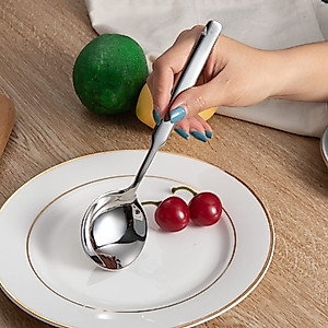 IMEEA Big Soup Spoons 7.75-Inch Round Soup Spoons Large Scoop Heavy Duty 316 Stainless Steel Soup Spoons with Long Handle, Set of 4