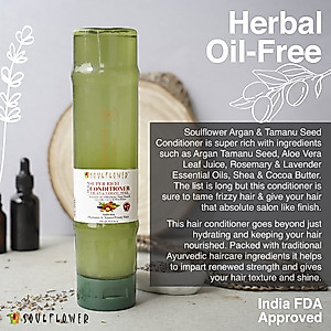 Soulflower ROSEMARY ARGAN HAIR CONDITIONER FOR FRIZZY HAIR, WITH LAVENDER ESSENTIAL OIL, TAMANU SEED, COCOA & SHEA BUTTER, SULFATE FREE, 250ML/ 8.45 FL OZ