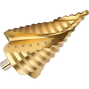LESOLEIL Large HSS Spiral Step Drill Bit - 1/4" to 2-5/8'' Grooves Cone Drill Bit Titanium Coated for Drilling Aluminium Iron Sheets, Wood, PVC Hole Cutting
