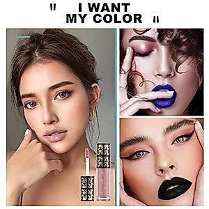 Dark Black Matte Lipstick Liquid Lipstick Velvet Lip Gloss Lip Stain Long Lasting Waterproof Non-stick Cup Lip Stick Halloween Lipstick Lip Tint Makeup labiales mate 24 horas originales - 06 Black