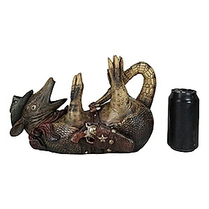 Ebros Gift Coiled Tipsy Drunk and Wild Armored Cowboy Sheriff Armadillo Booze Guzzler 12" Long Wine Bottle Holder Storage Caddy Figurine for Party Hosting Kitchen and Home Decor Statue