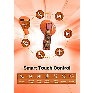 Wireless Earbuds, Bluetooth 5.2 Earbuds 30H Playtime Bluetooth Headphones with Charging Case True Wireless Earbuds with Microphone, Bluetooth Headphones for Sport Working Running Fitness (Orange)