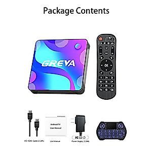 Android TV Box 11.0 4GB RAM 32GB ROM Support Dual Band WiFi with Backlit Keyboard 4K HDR Smart Streaming Media Player BT 4.1 H.265 Set Top Blue