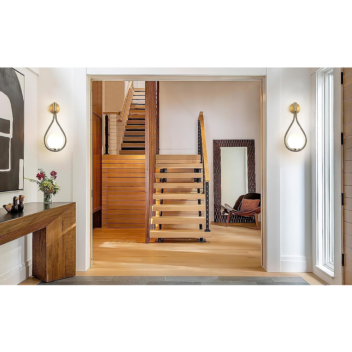 jengush Pack Wall Sconces/Wall Lights, Not Hardwired Brass Gold -White Glass Globe Wall Lamps, Wireless Light Fixture for Bedroom, Living Room, Bathroom, Hallway (GD)