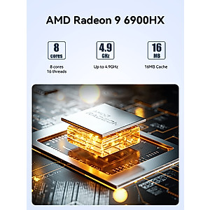 MINISFORUM Venus Series UM690S Mini PC AMD Ryzen 9 6900HX Desktop Computer, DDR5-4800 32GB 1TB PCIe4.0 SSD, 2.5Gbps LAN, 2X 4K HDMI, 1X 8K USB4 Output, Radeon 680M Graphics Micro PC