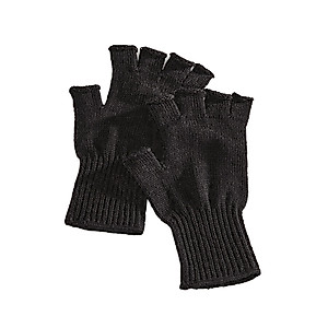 Mcguire Gear GI Wool Fingerless Gloves, Half Finger Outdoor Tactical Gloves, Hunting, Hiking, Cycling and Climbing Gloves (Black)