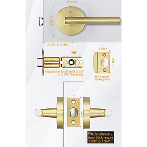goldenwarm Gold Interior Door Handles, Gold Privacy Lever Door Handle, Heavy Duty Interior Bedroom Door Lever Pack, Gold Door Handles Interior for Bathroom (3 Pack)