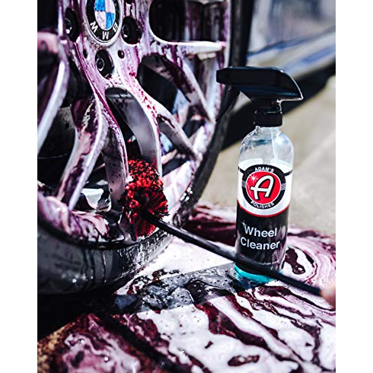 Adam's Barrel Brush - Adjustable Wheel Cleaning Tool W/Soft Wool Fibers - Remove Brake Dust & Dirt Behind Your Rim Accessories - Wash & Restore Shine to Your Car Boat RV Bike Or Motorcycle (Large)