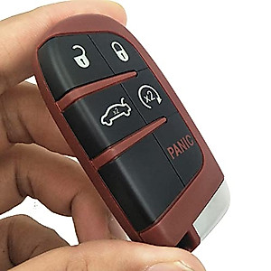 Smart Replacement Key Fob Cover Case fit for Jeep Grand Cherokee Dodge Challenger Charger Dart Durango Journey Chrysler 300 Keyless Entry Key Fob Shell (Red)