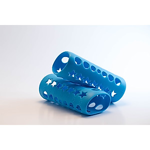 Silicone Glass Baby Bottle Cover by HNR - 2 Pack Blue