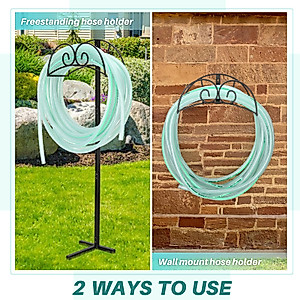 Garden Hose Holder, Water Hose Stand for Outside, Pipe Storage Rack for Outdoor, Heavy Duty Metal Hose Reel, Black