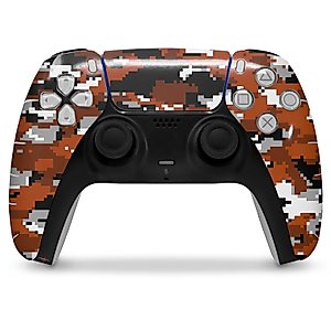 WraptorSkinz Skin Wrap Compatible with Sony PS5 DualSense Controller WraptorCamo Digital Camo Burnt Orange (Controller NOT Included)