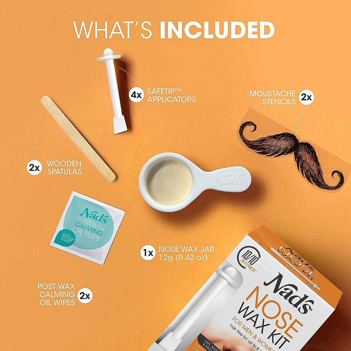 Nad's Nose Wax Kit for Men & Women - Waxing Kit for Quick & Easy Nose Hair Removal, 12g / 0.42oz